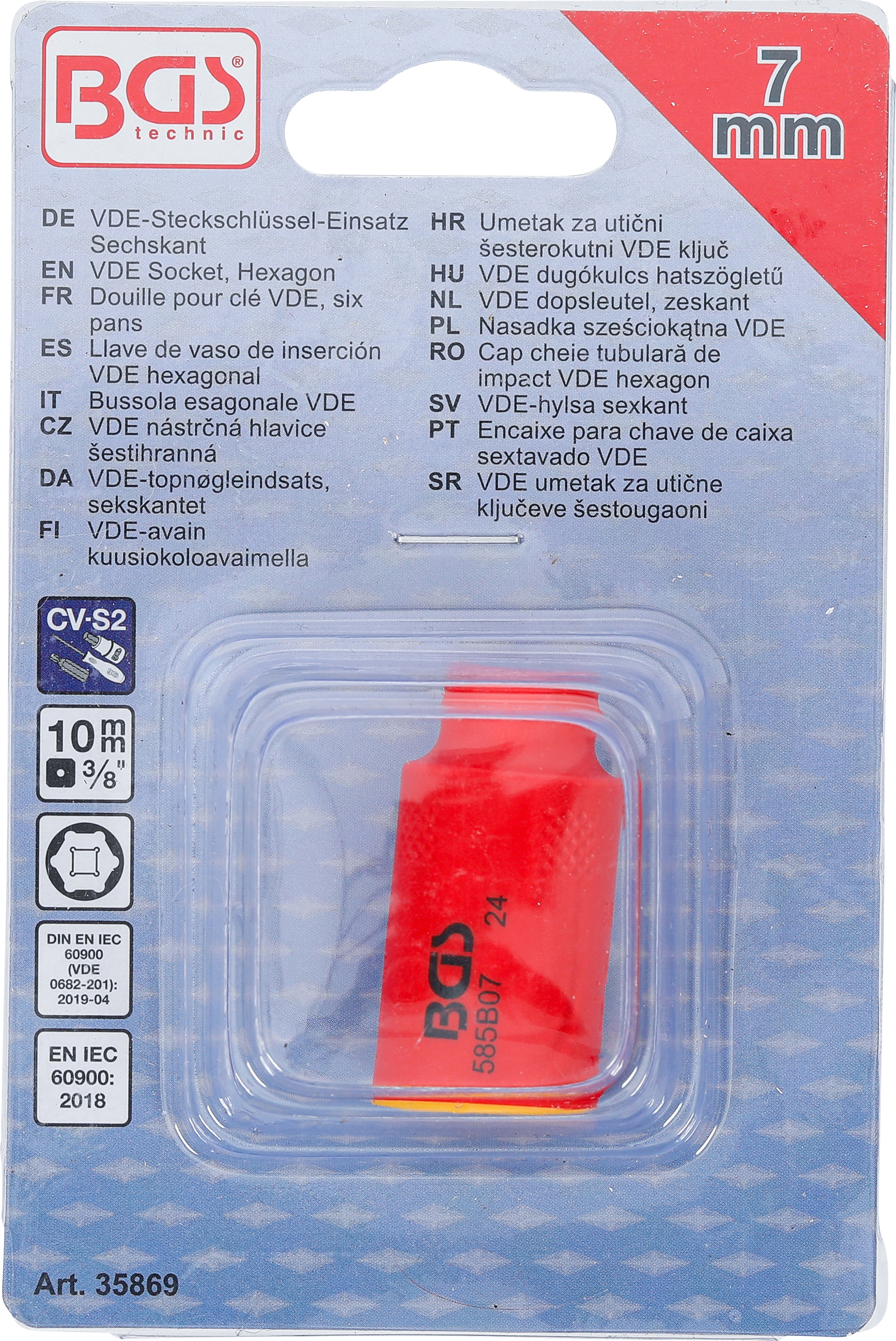 BGS technic | Encaixe para chave de caixa sextavado VDE | 10 mm (3/8 ...
